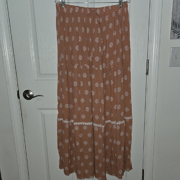 a.gain | Skirts | Boho Rust Floral Maxi Skirt | Poshmark